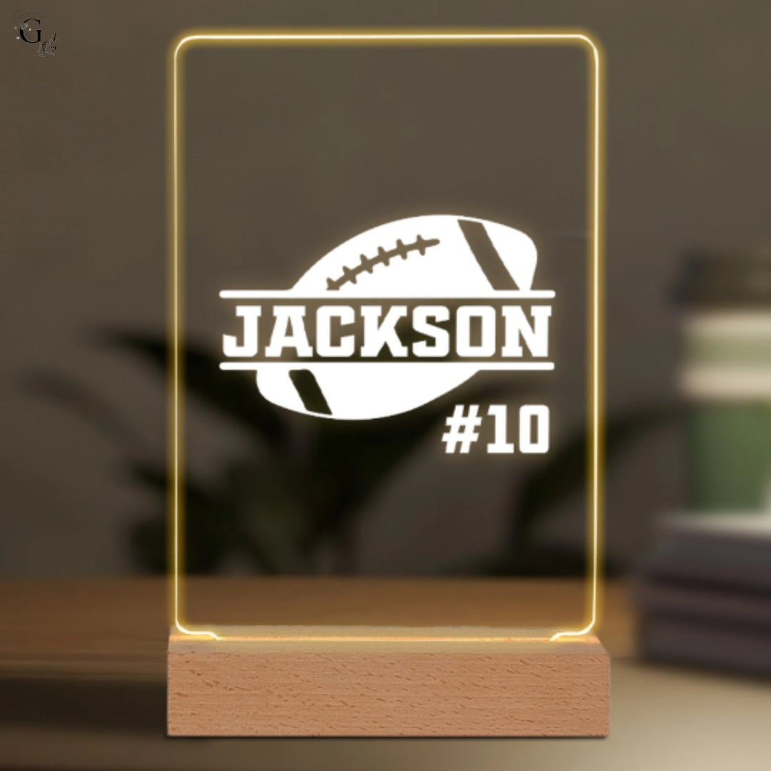 Gift for Men Football Player Night Lights Custom Football Lamp for Boys ...