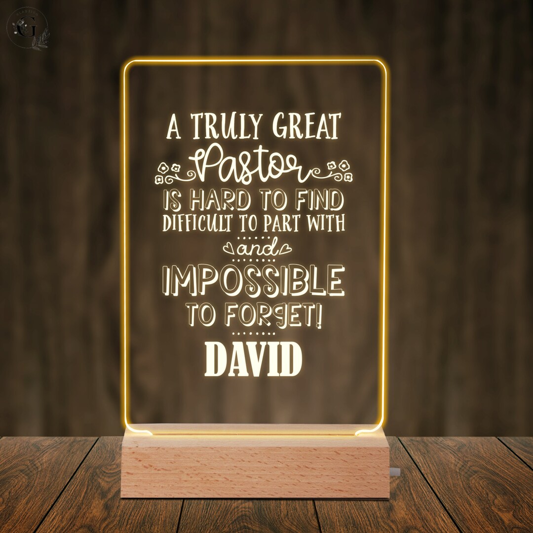Birthday Gift for Pastor Custom Night Light With Quote A Truly Great ...