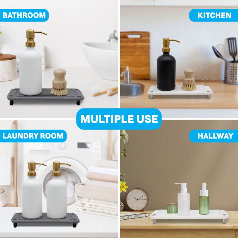 Grey Tray - Fast Drying Stone Sink Caddy With Non-slip for Kitchen Sink ...