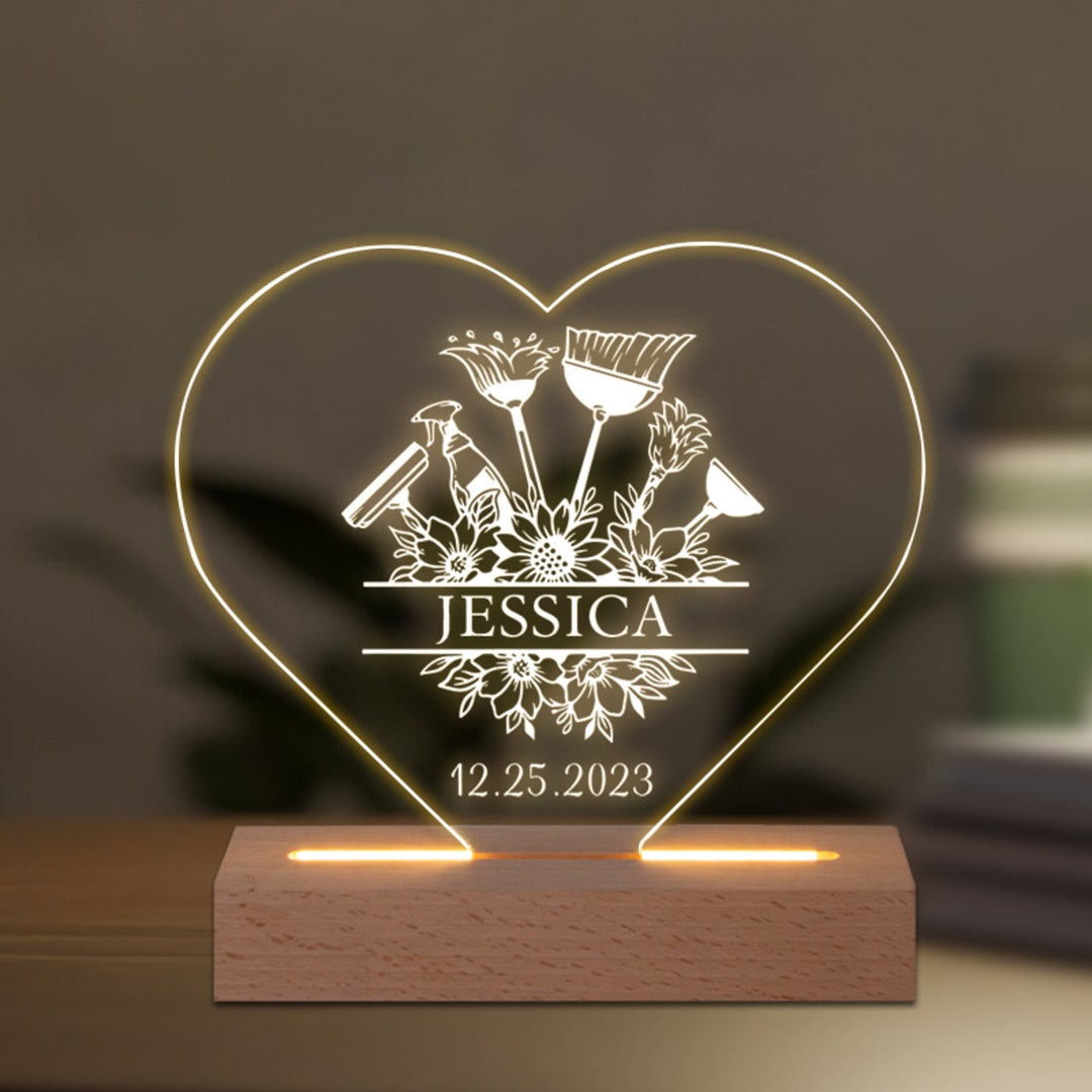 Thank You Gift for Housekeeper LED Night Light Custom Name and Date ...