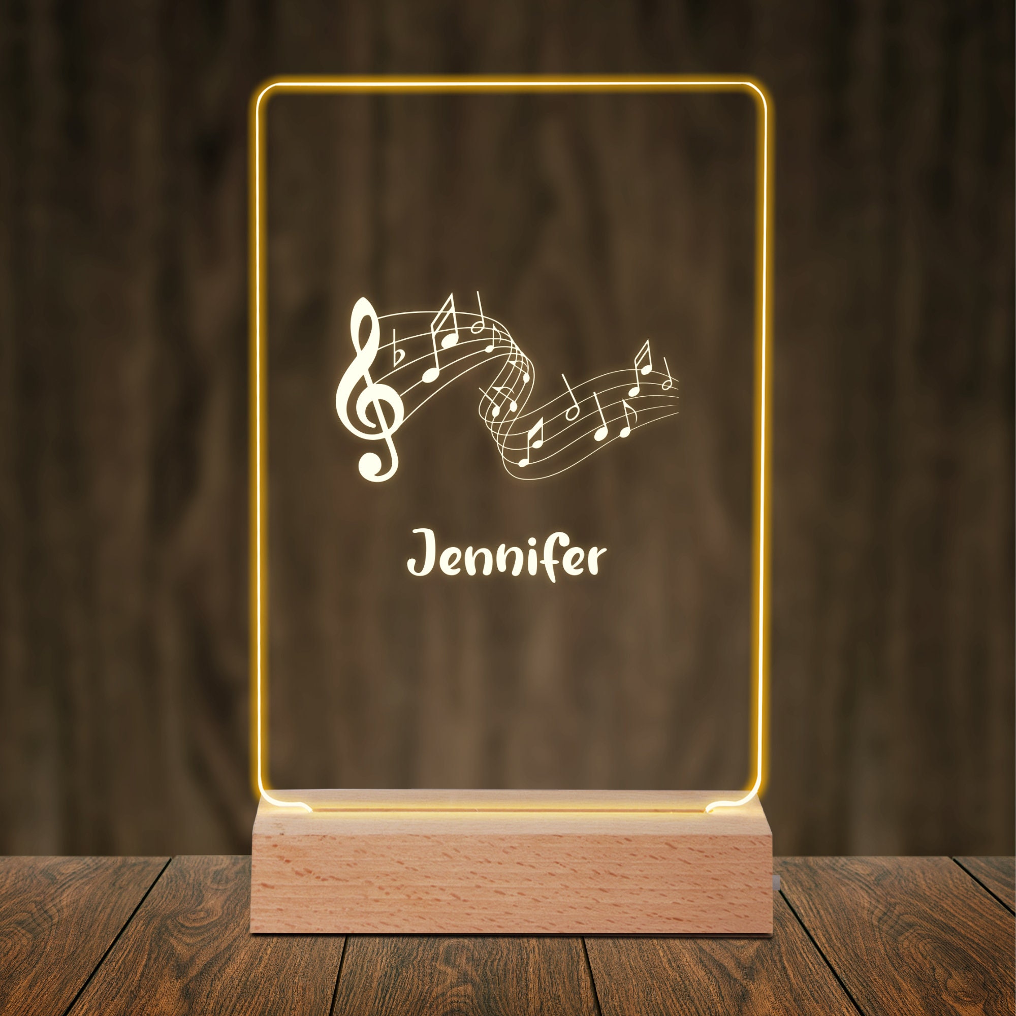 Custom Music Notes Night Light Personalized Music Lover Name Desk Lamp ...