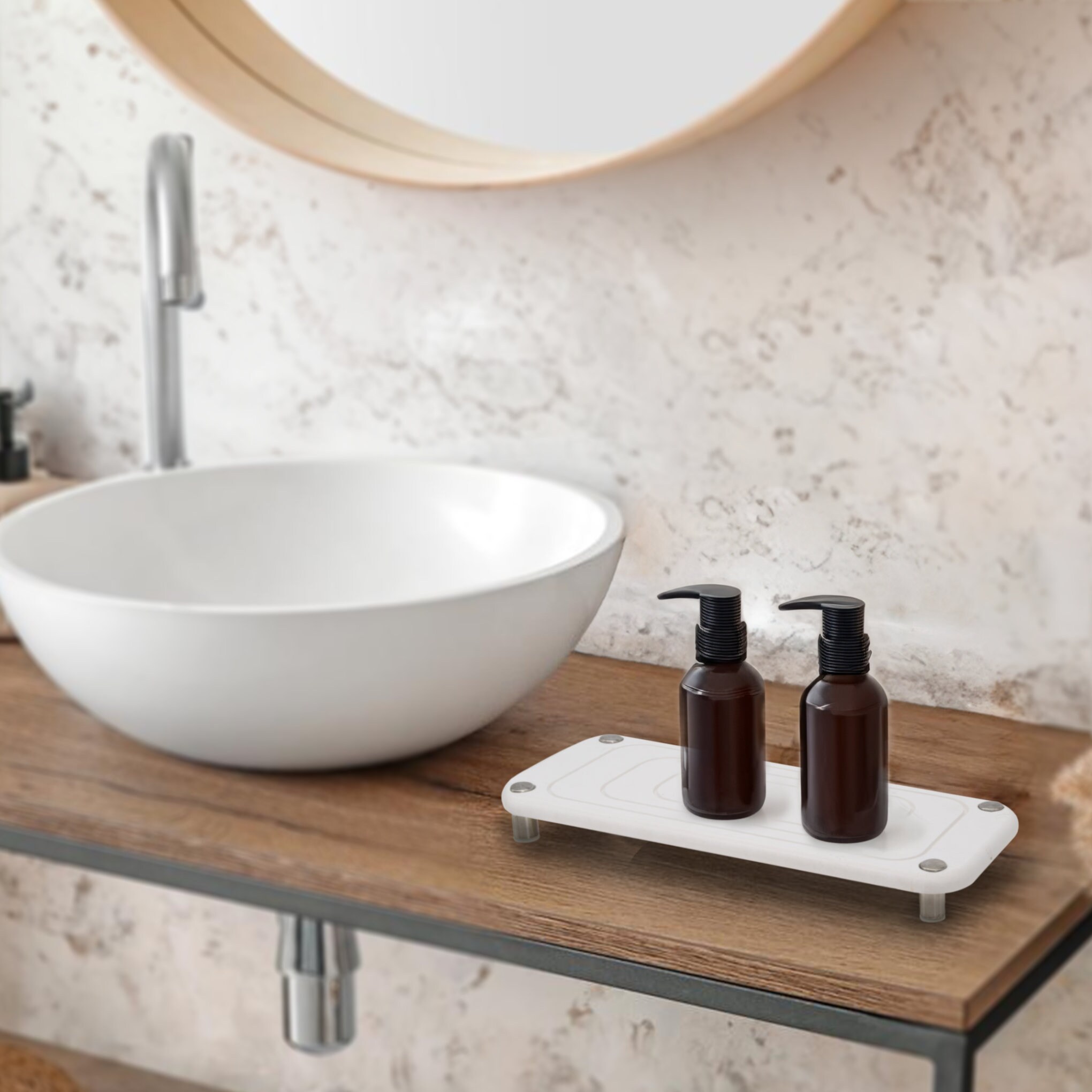 Grey Tray Fast Drying Stone Sink Caddy With Non-slip for Kitchen Sink ...