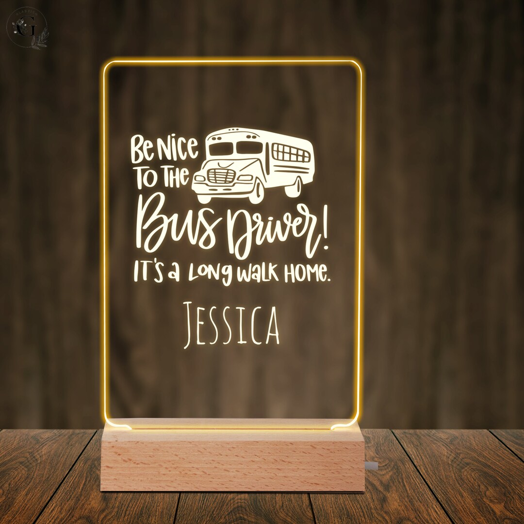 Thank You Bus Driver Gift Personalized Night Light Worlds Best Bus ...