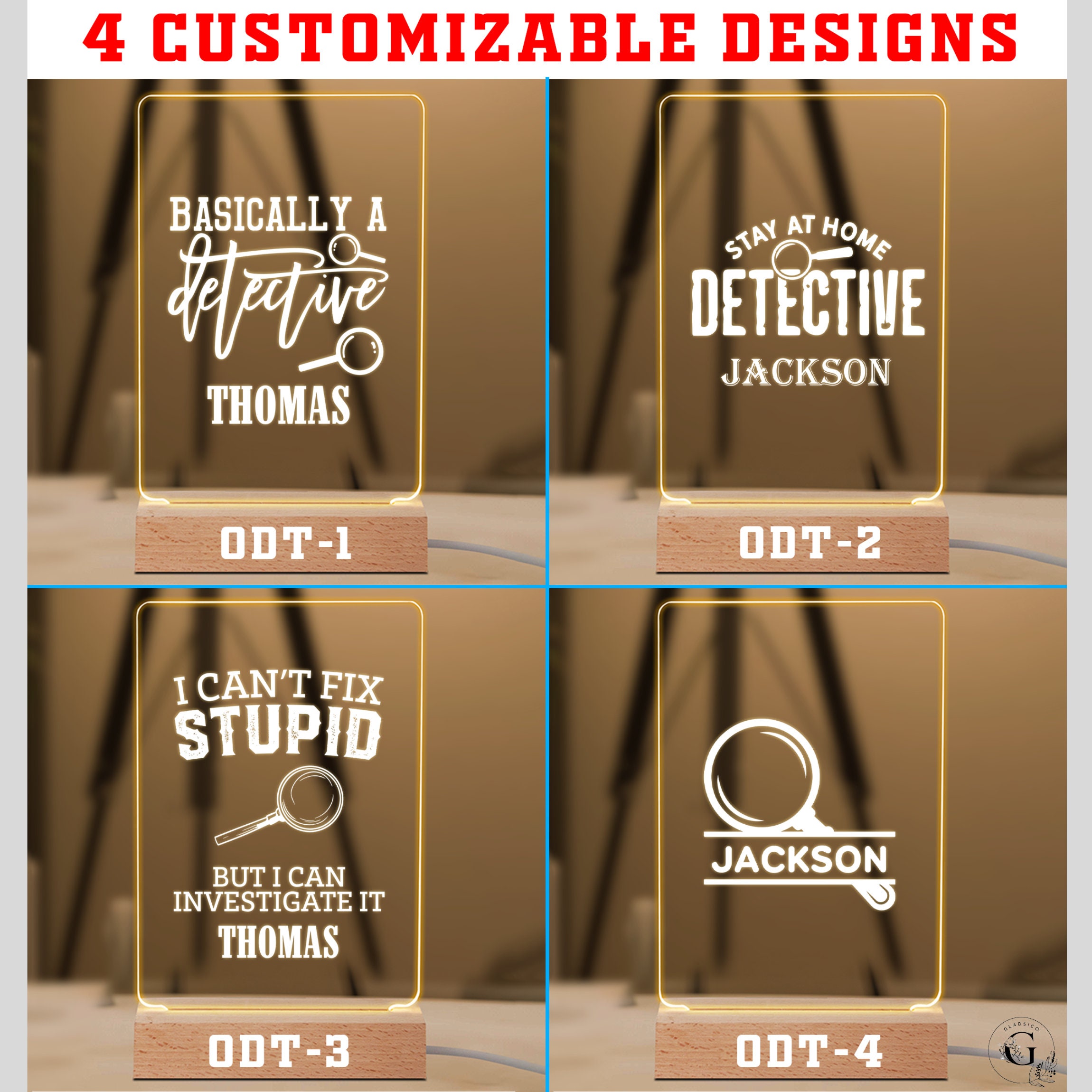 Investigator Gift Personalized Detective Night Light Custom I Can't Fix ...