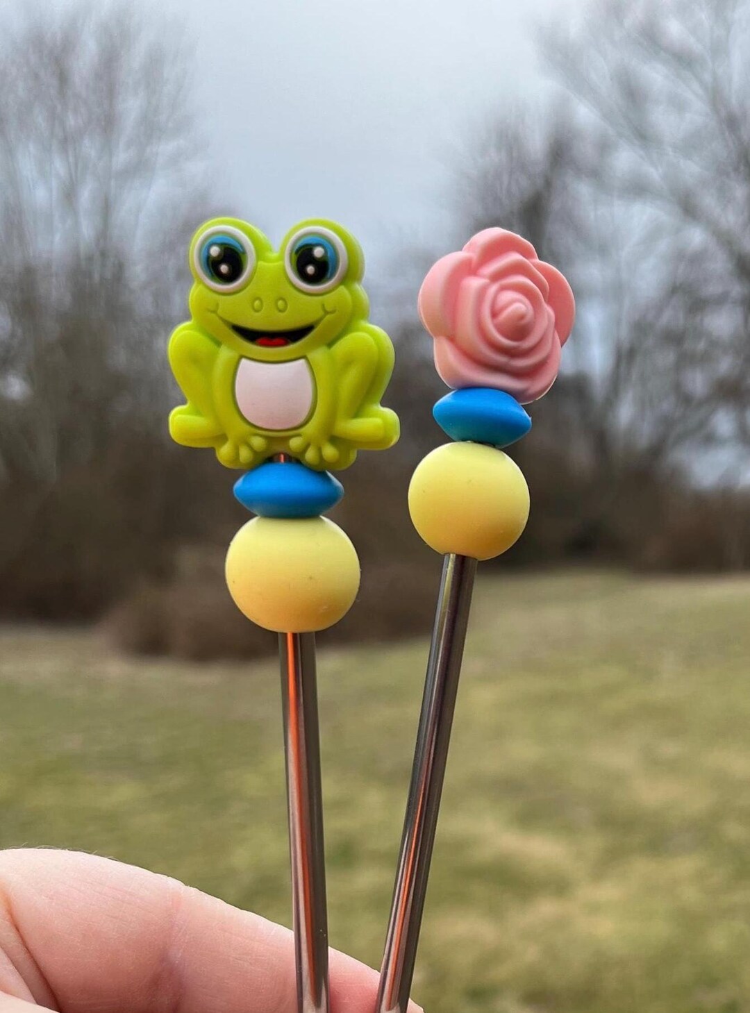 Frog and Rose Amigurumi Sewing Sticks, Crochet Plushie Tool ...