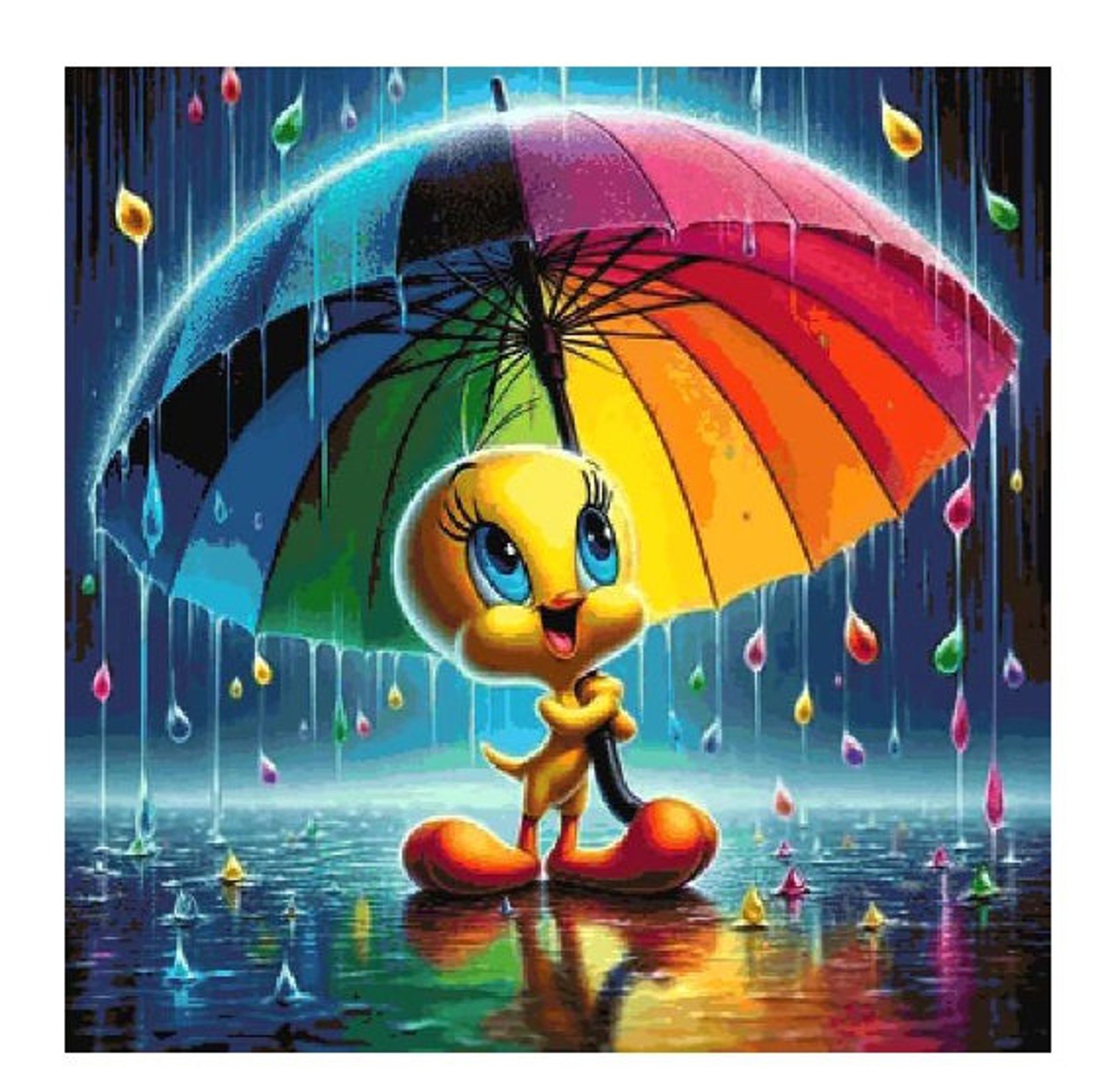 Yellow Bird, Tweetypie, Rainbow Rain, Rainbow Umbrella, Instant PDF ...