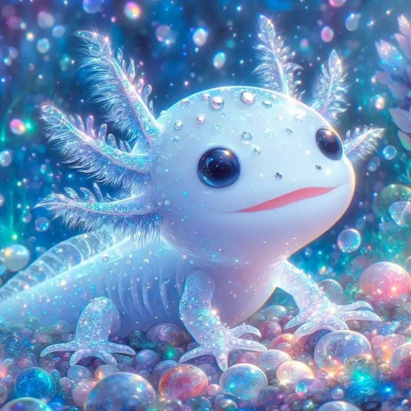 Axolotl in Water, Axolotl in Colorful Background, Instant PDF Download ...