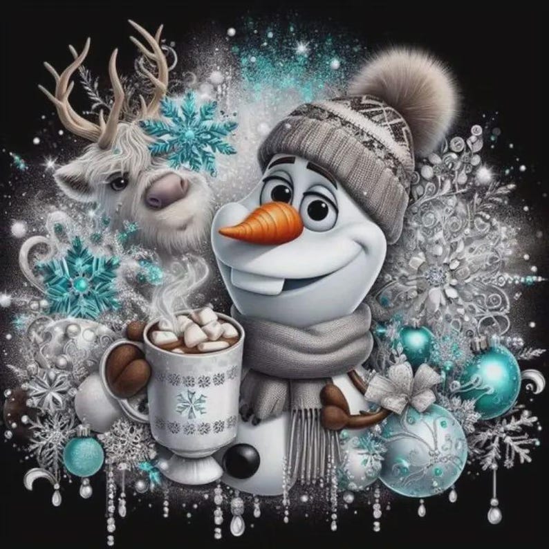 Olaf and Sven Enjoying Hot Chocolate, Olaf and Sven Winter Teal ...