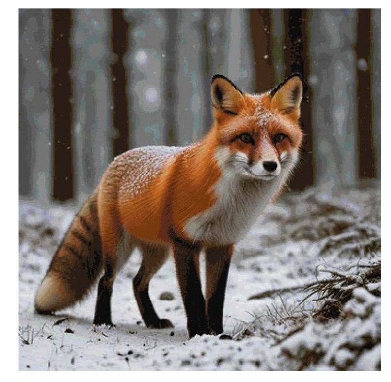 Winter Fox in a Forest on a Bed of Snow, PDF INSTANT DOWNLOAD Full ...