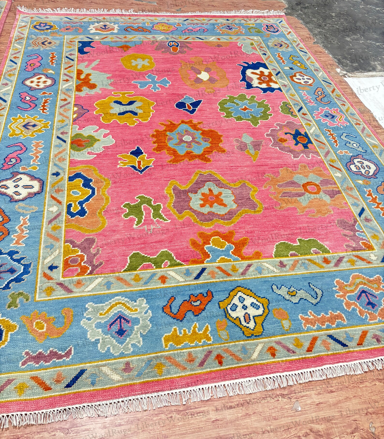 Pink Oushak 9x12 Ready to Ship Hand Knott Oushak Living Room Rug ...