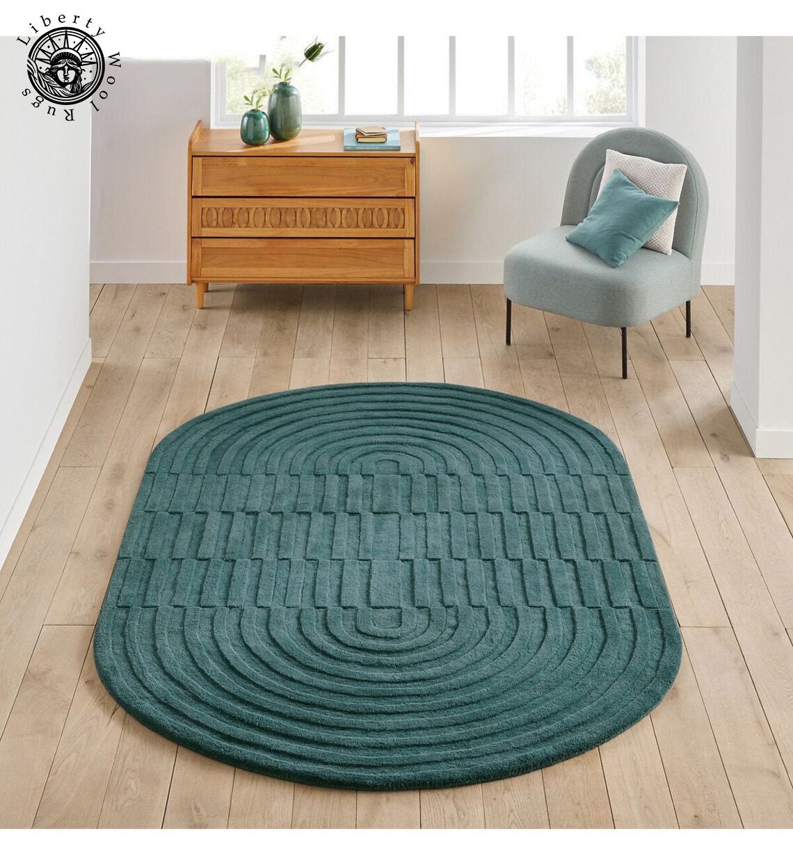 Hand Tufted Malko Blue, Custom Wool Area Rug/carpet for Bedroom ...