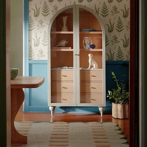 Scallop Blue & Green Tufted Wool Area Rug, Entryway Rug, Carpet for ...