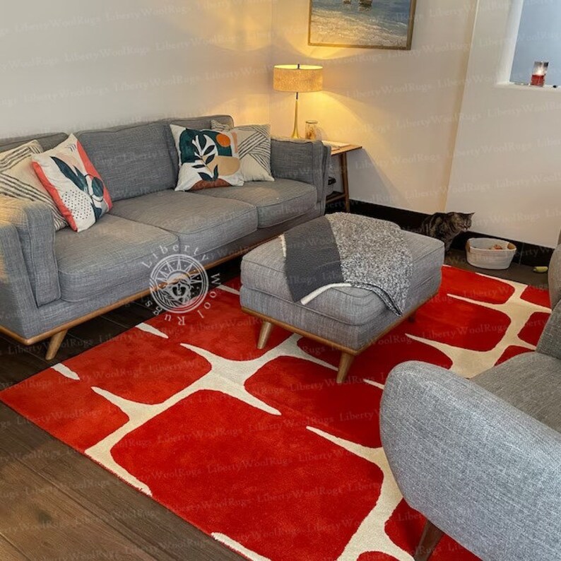 Honey Abstract Blue-white Modern Hand-tufted Wool Handmade Area Rugs ...