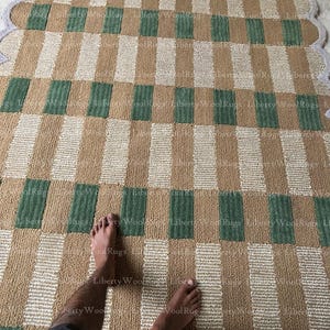 Scallop Blue & Green Tufted Wool Area Rug, Entryway Rug, Carpet for ...