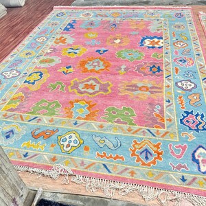 Pink Oushak 9x12 Ready to Ship Hand Knott Oushak Living Room Rug ...