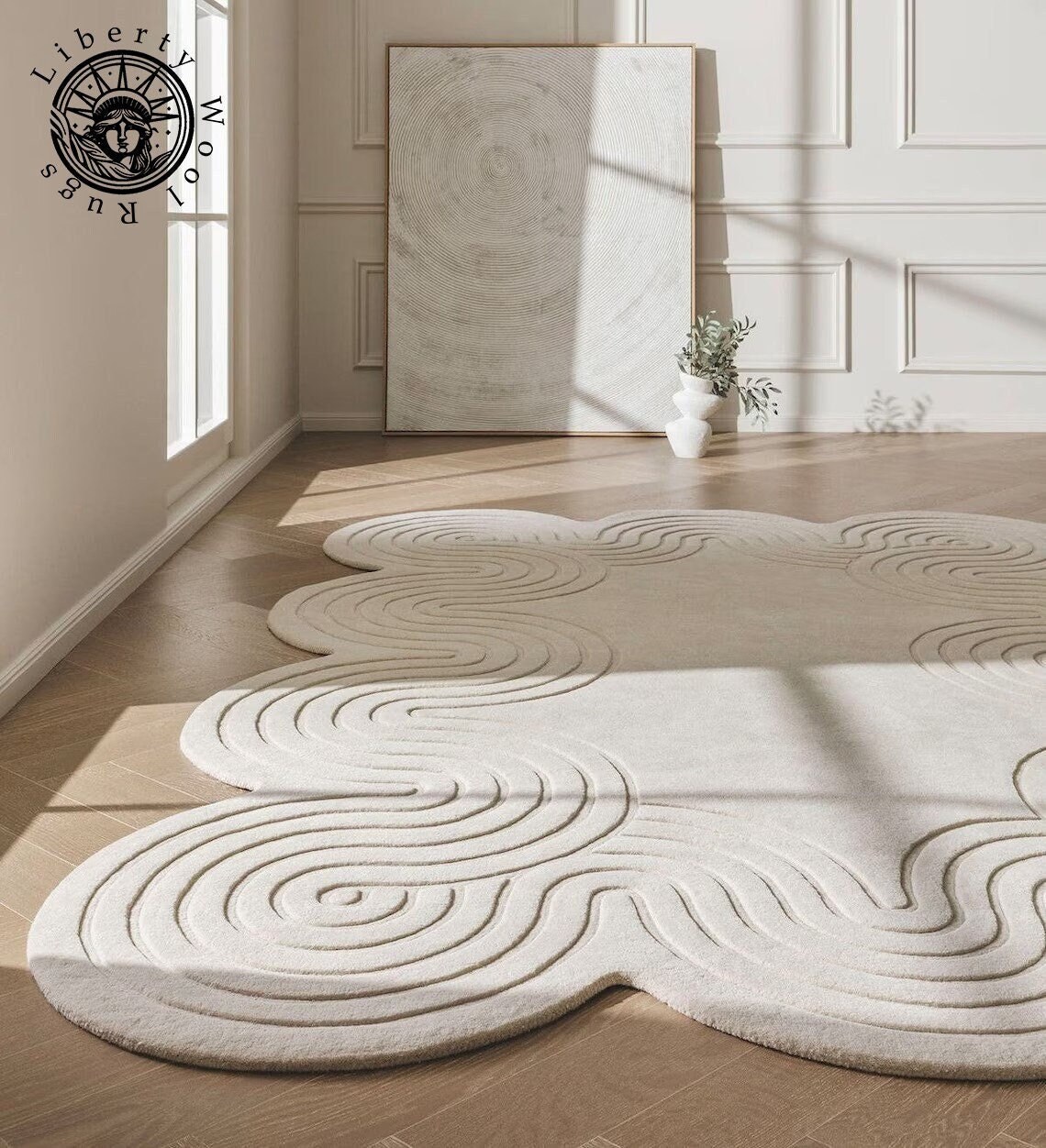 Hand Tufted Modern Aesthetics Woolen Area Rug Handmade Carpet Perfect ...