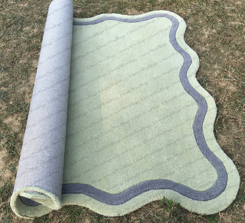 Scallop Plain Tufted Rug, Pink, and Custom Colors Hand-tufted Wool Area ...