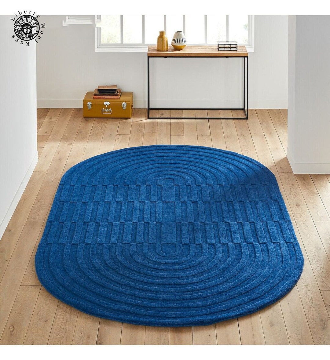 Hand Tufted Malko Blue, Custom Wool Area Rug/carpet for Bedroom ...