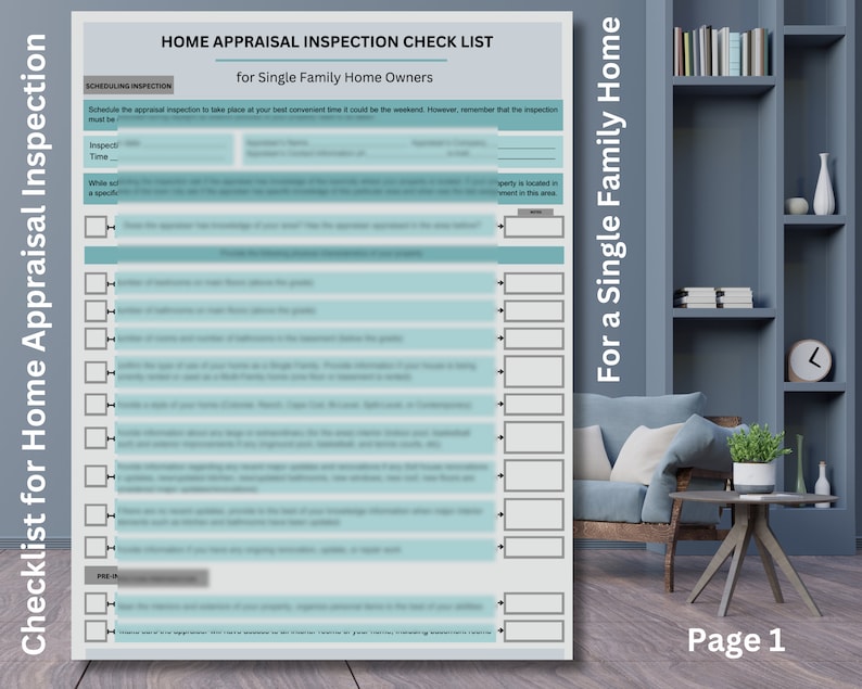 Single-family House Appraisal Inspection Checklist: Home Evaluation ...