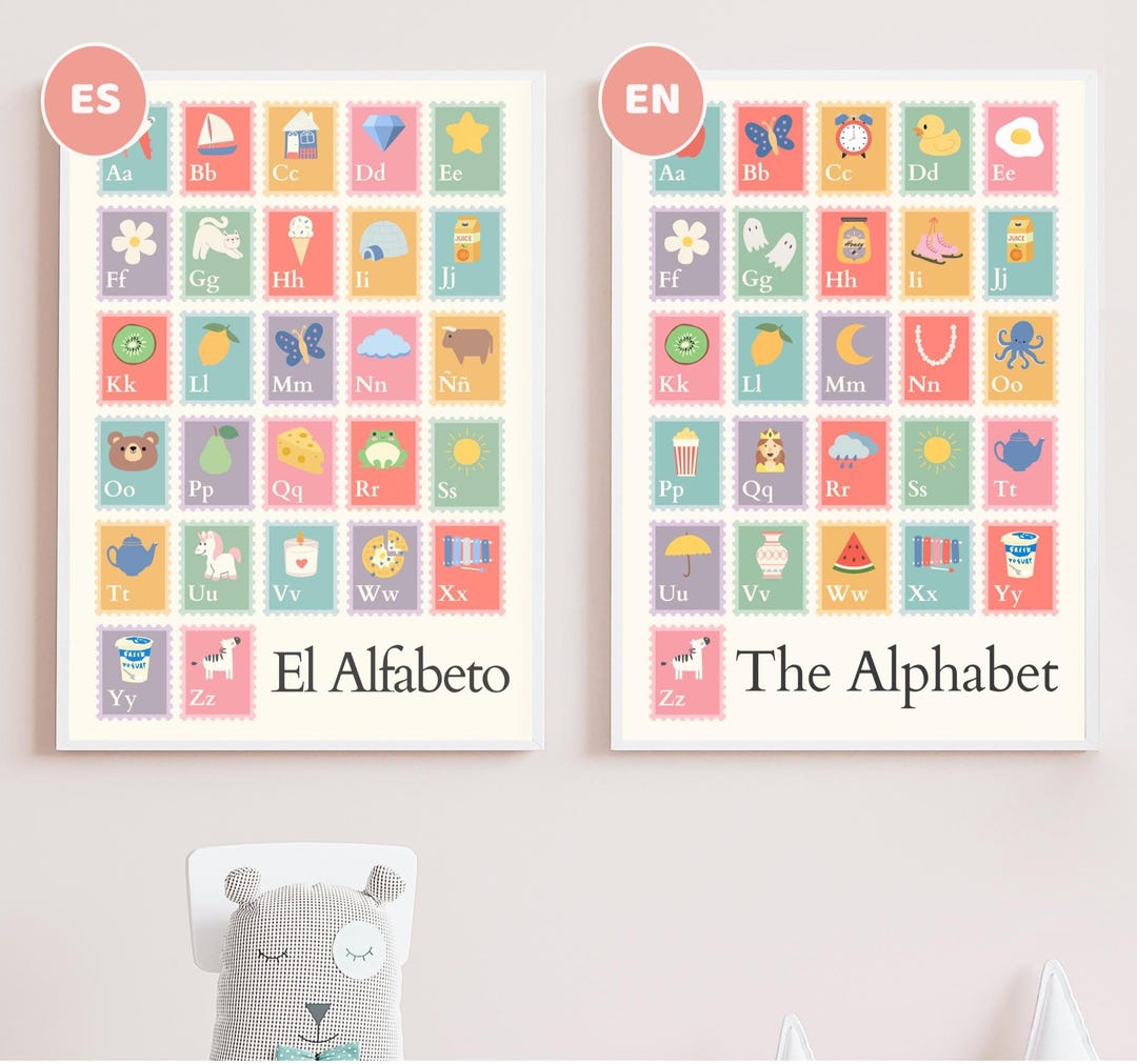 Bilingual Alphabet Poster Bundle: English & Spanish Abcs (printable PDF ...
