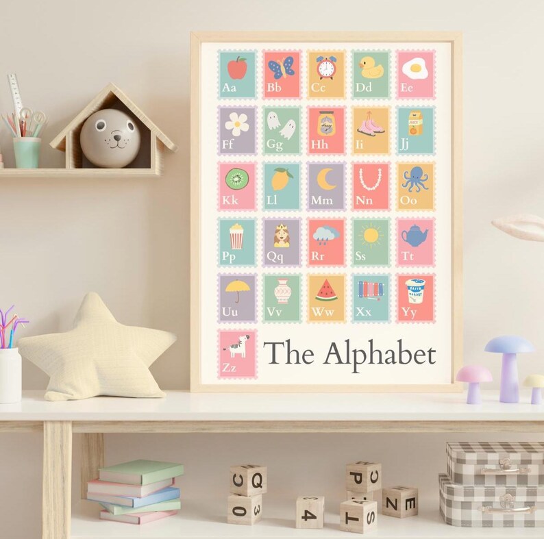 Alphabet Postal Stamp Poster • Printable ABC Wall Art for Kids ...