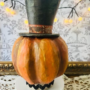 Melvin top Hat Pumpkin, Small Paper Mache Container OOAK - Etsy