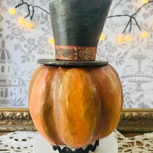 Melvin top Hat Pumpkin, Small Paper Mache Container OOAK - Etsy