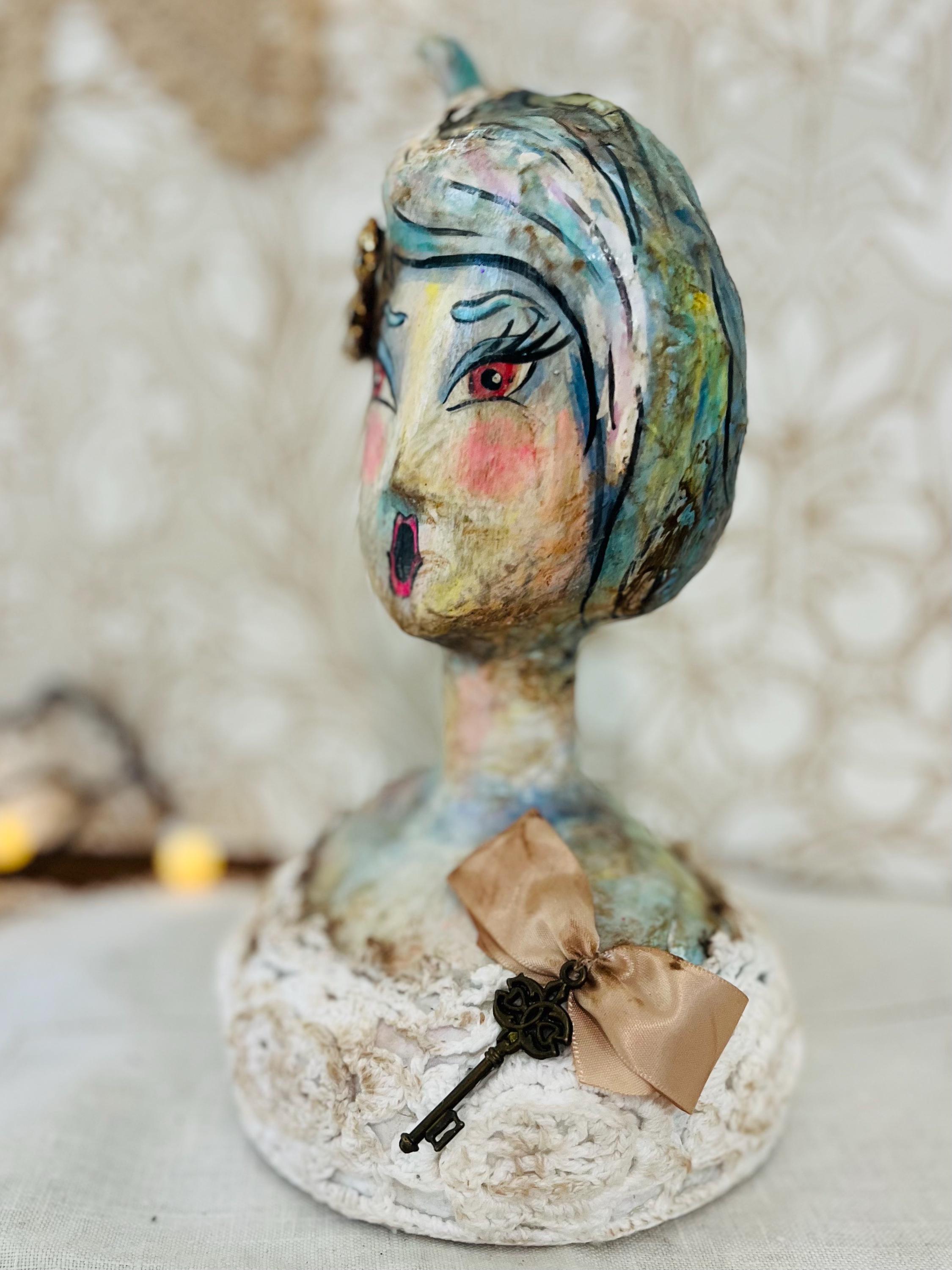 Klara -paper-mâché Figurine Sculptural Head Bust, Halloween Ghost Girl ...