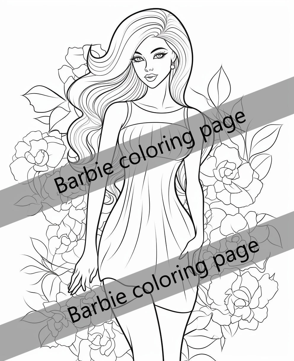 24 Barbie Doll Printable Coloring Pages - Etsy