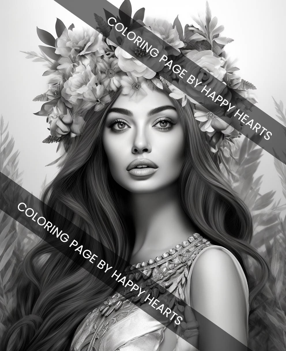 Flower Girl Coloring Page For Adults Etsy