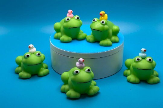 Rubber Frogs With Duck Friend Along for the Ride, Rubber Ducks, Go ...