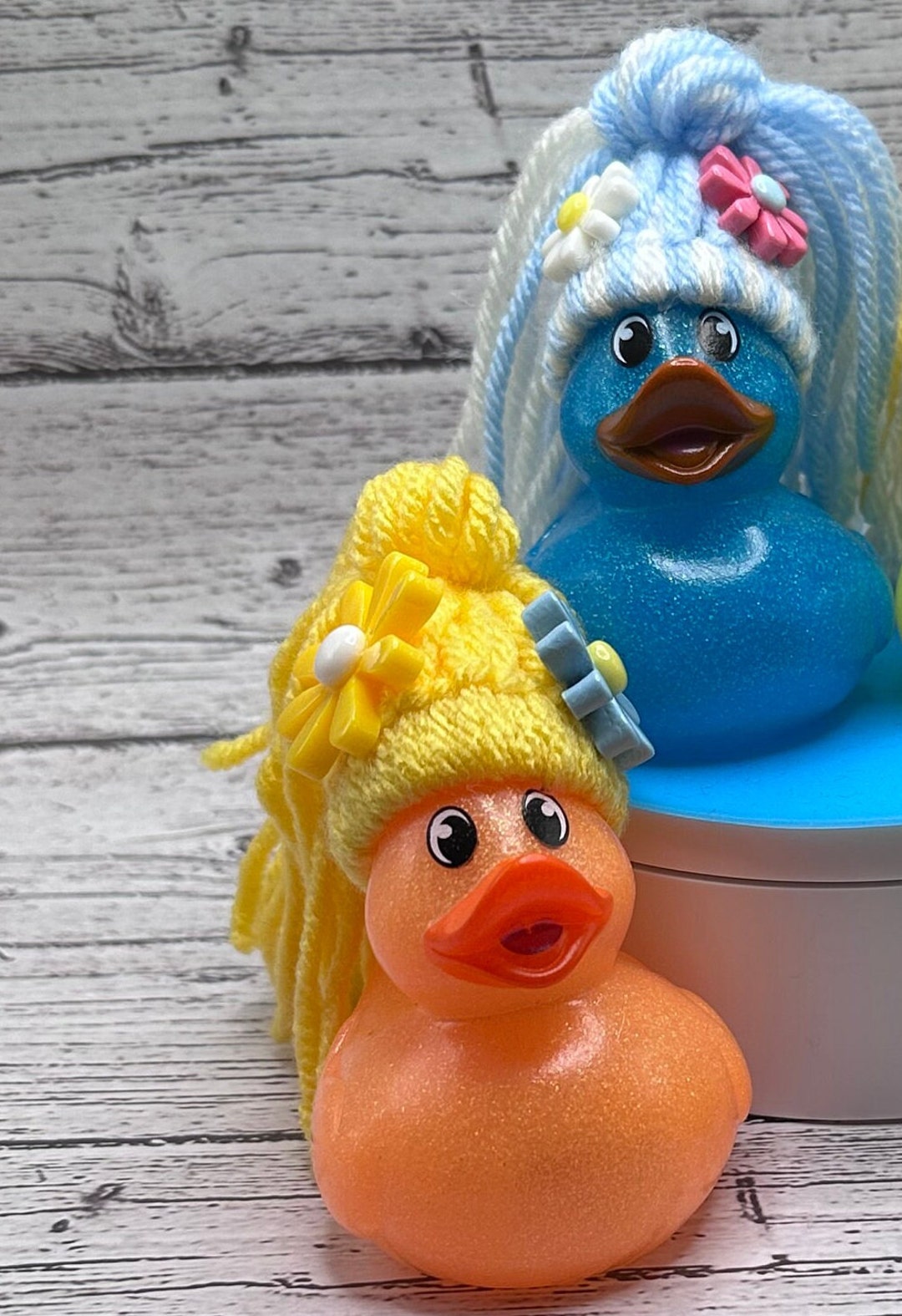 Adorable Rubber Ducks With Ponytail and Flowers on Top, Ducks, Rubber ...