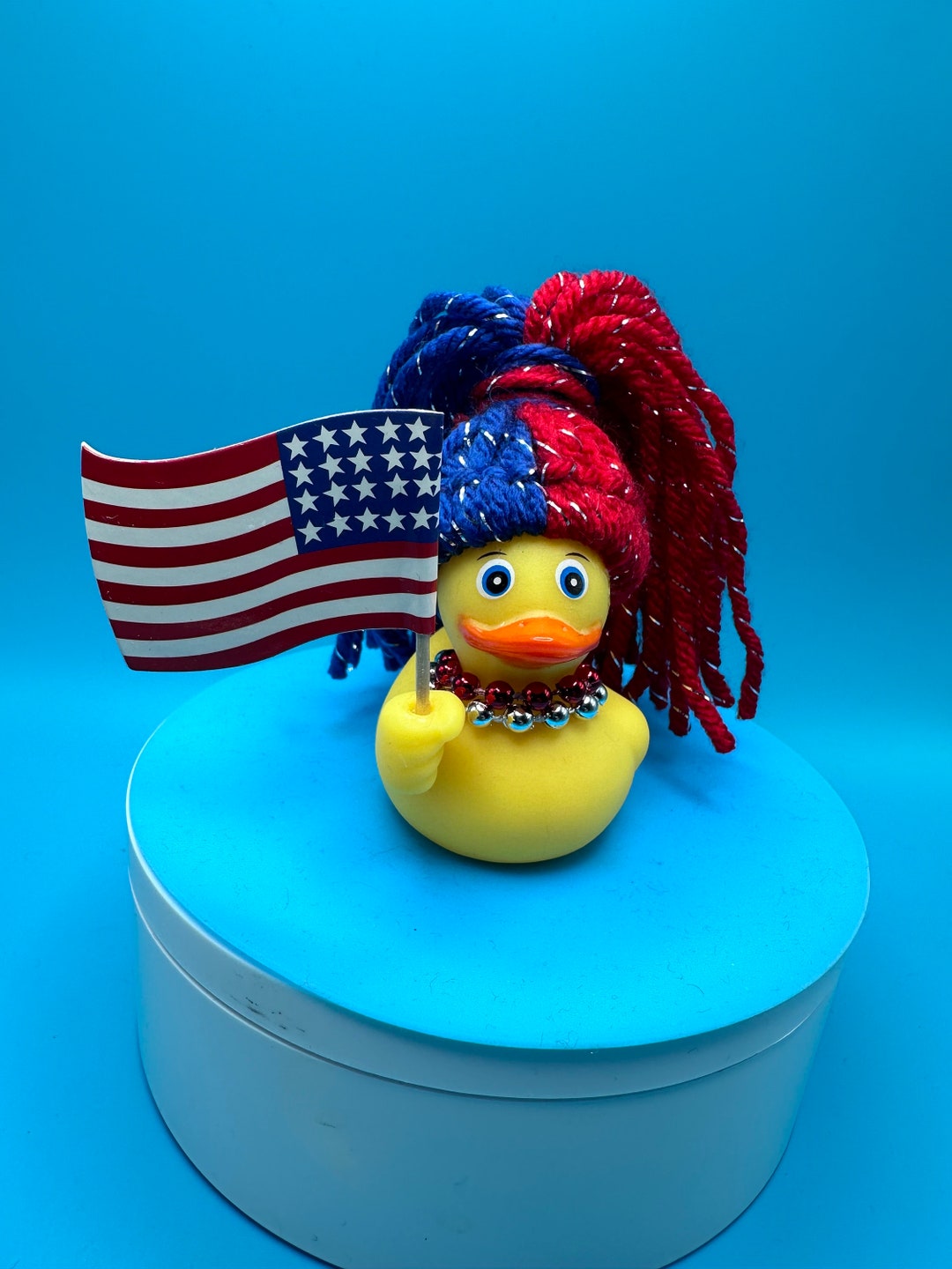 4th of July Duck, USA, Love America Duck, Handmade Hair of Yarn, Super ...