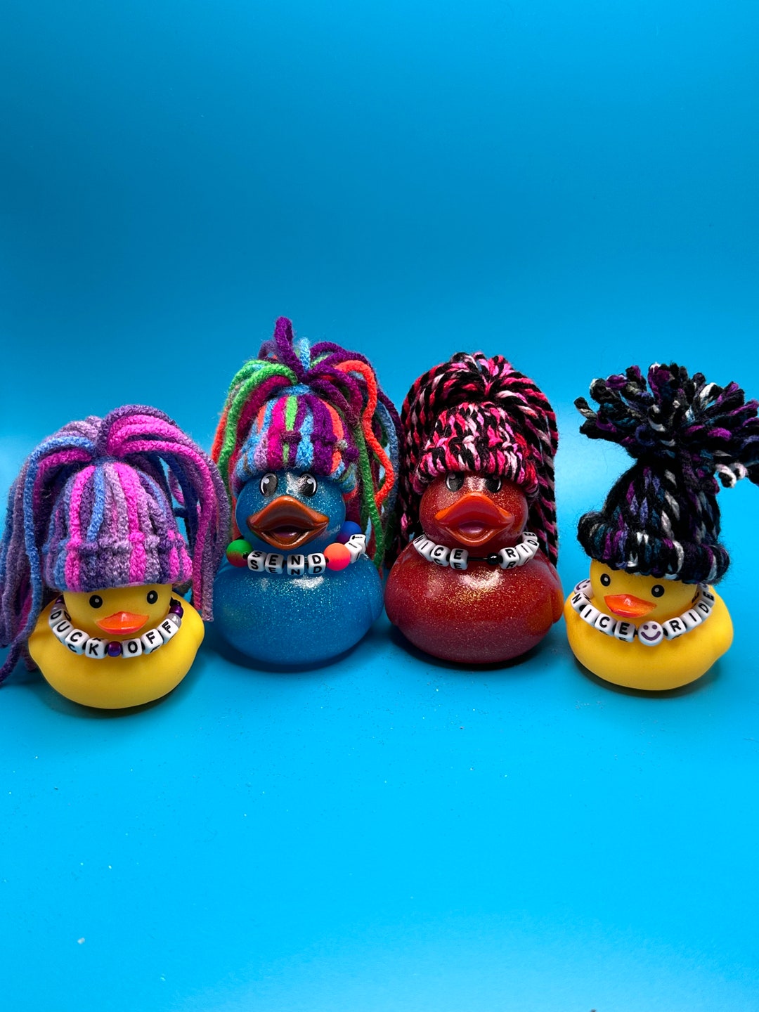 Ducks With Pony Tail Hair or Hat and Necklace Statements, Rubber Ducks ...