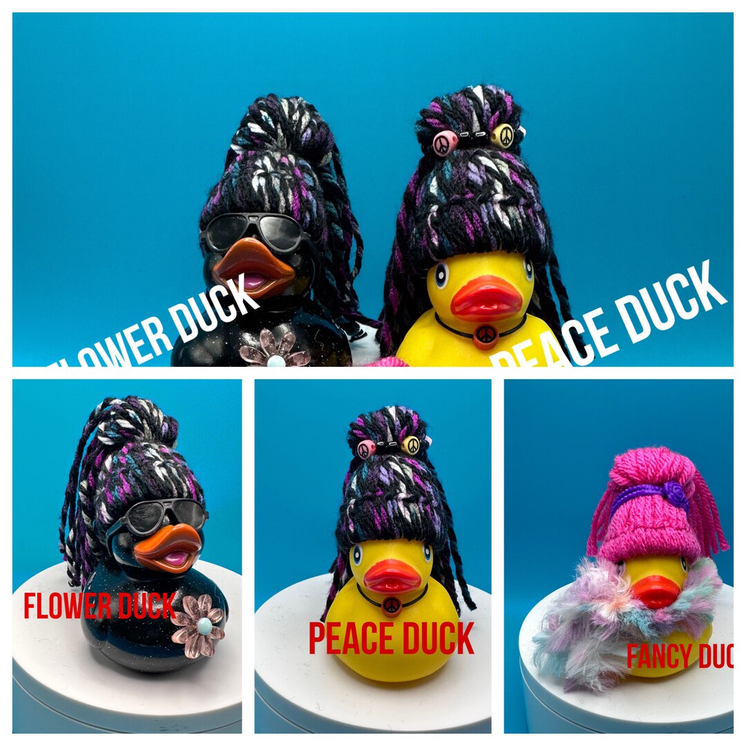 Unique and One of a Kind Rubber Ducks With Yarn Hair, Flower Duck ...