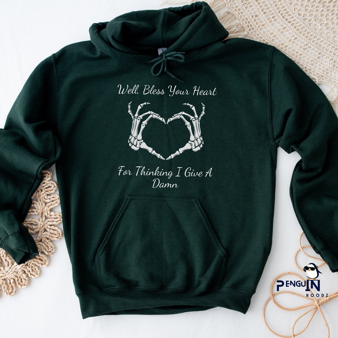 I Don't Give a Damn Hoodie, Sarcastic Satirical Outfit, Mocking Unisex ...