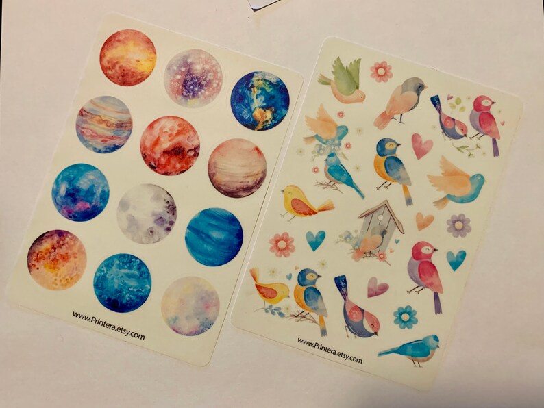 Planets Sticker Sheet Watercolor Stickers Solar System Stickers Unique ...