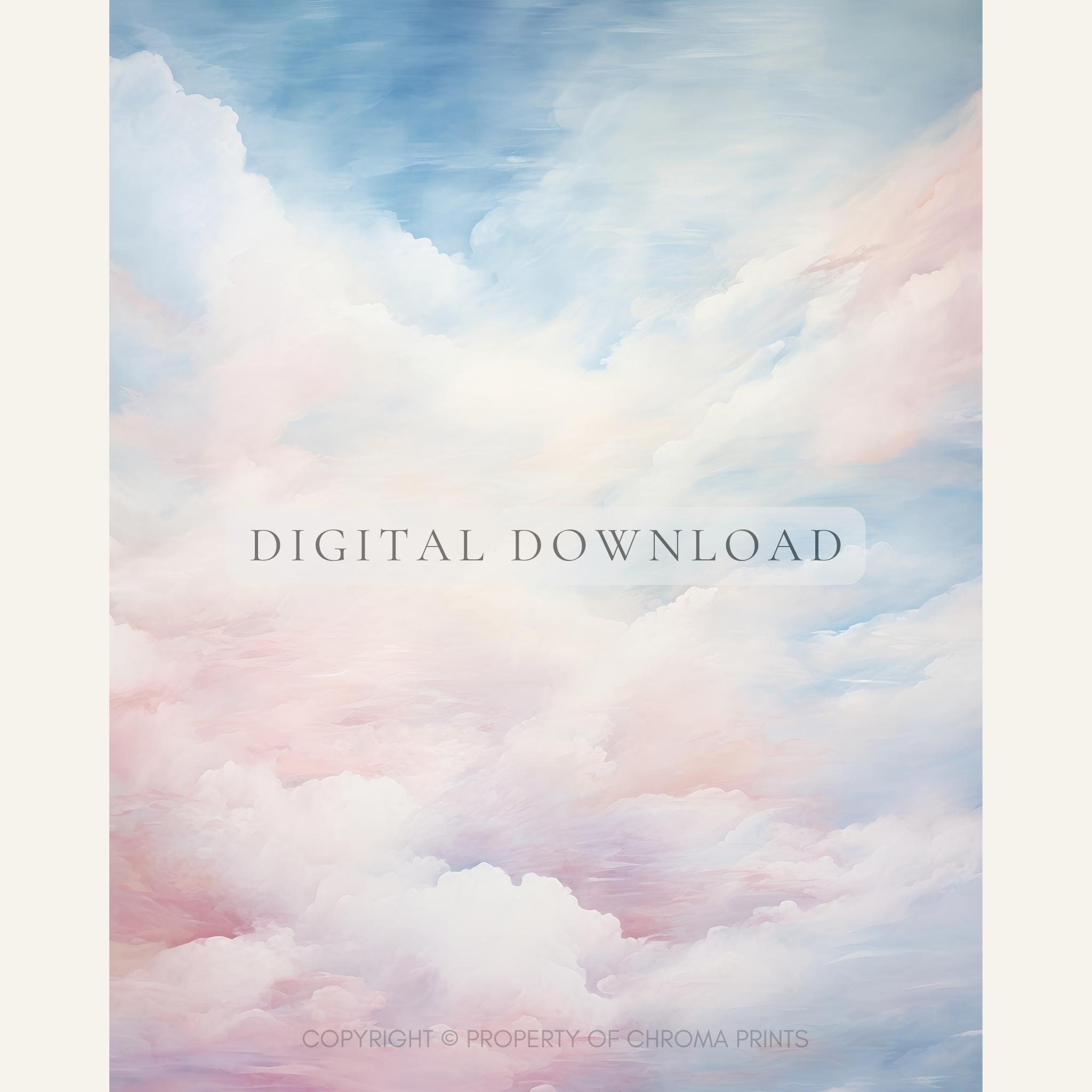 Blue Watercolor Sky Print | Abstract Artwork | Pink Blue Wall Art ...
