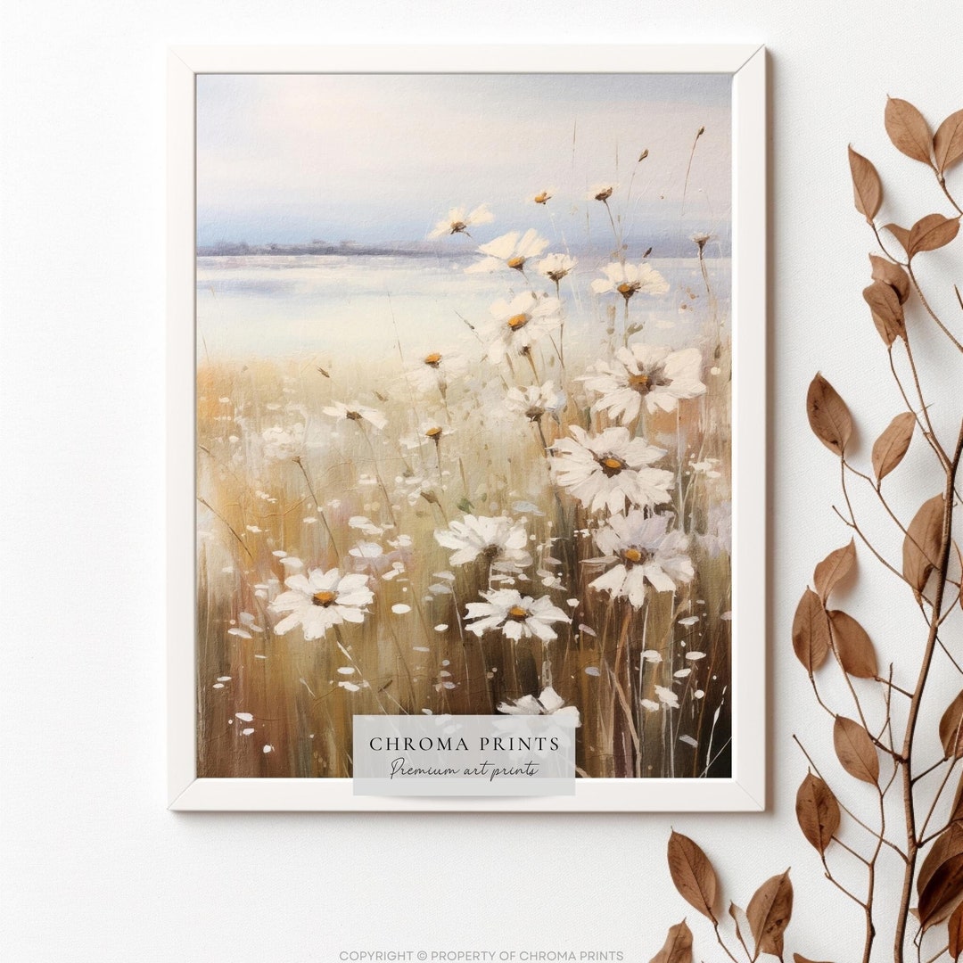 Wildflower Field Print | Floral Oil Painting | Countryside | Shabby ...