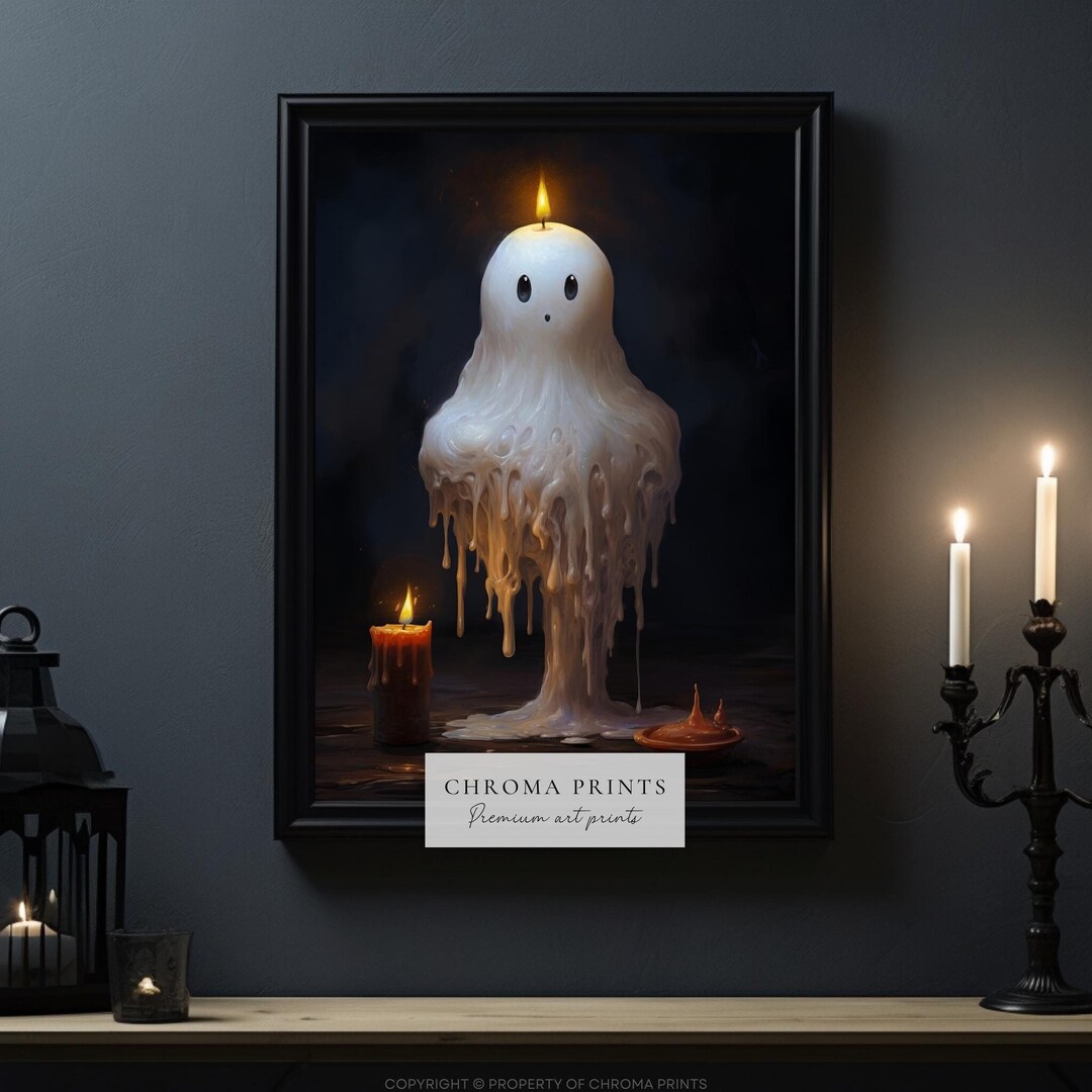 Spooky Ghost Candle Print | Vintage Poster | Halloween Decor | Dark ...
