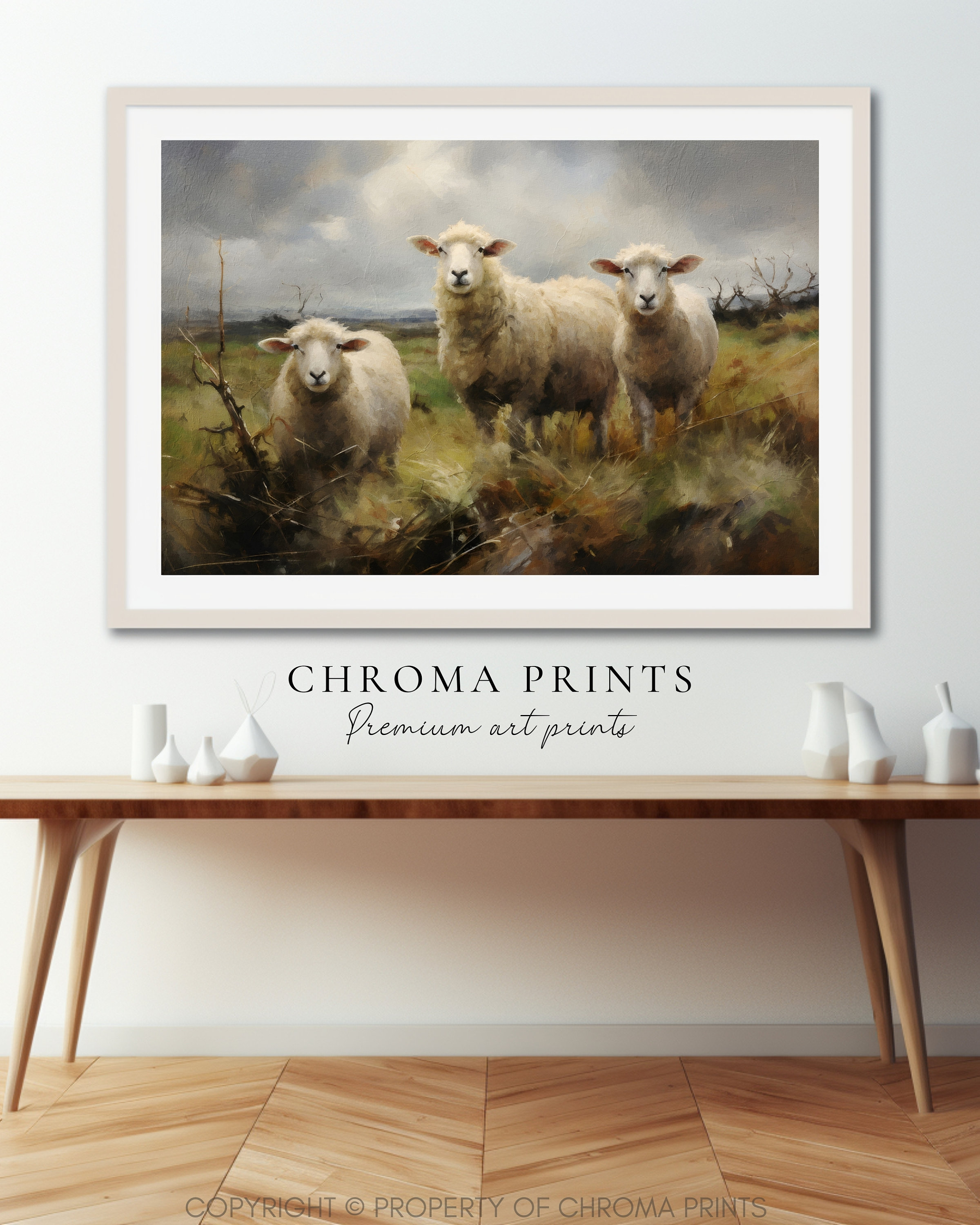 Charming Sheep Painting, English Countryside Landscape Print, Farmhouse ...