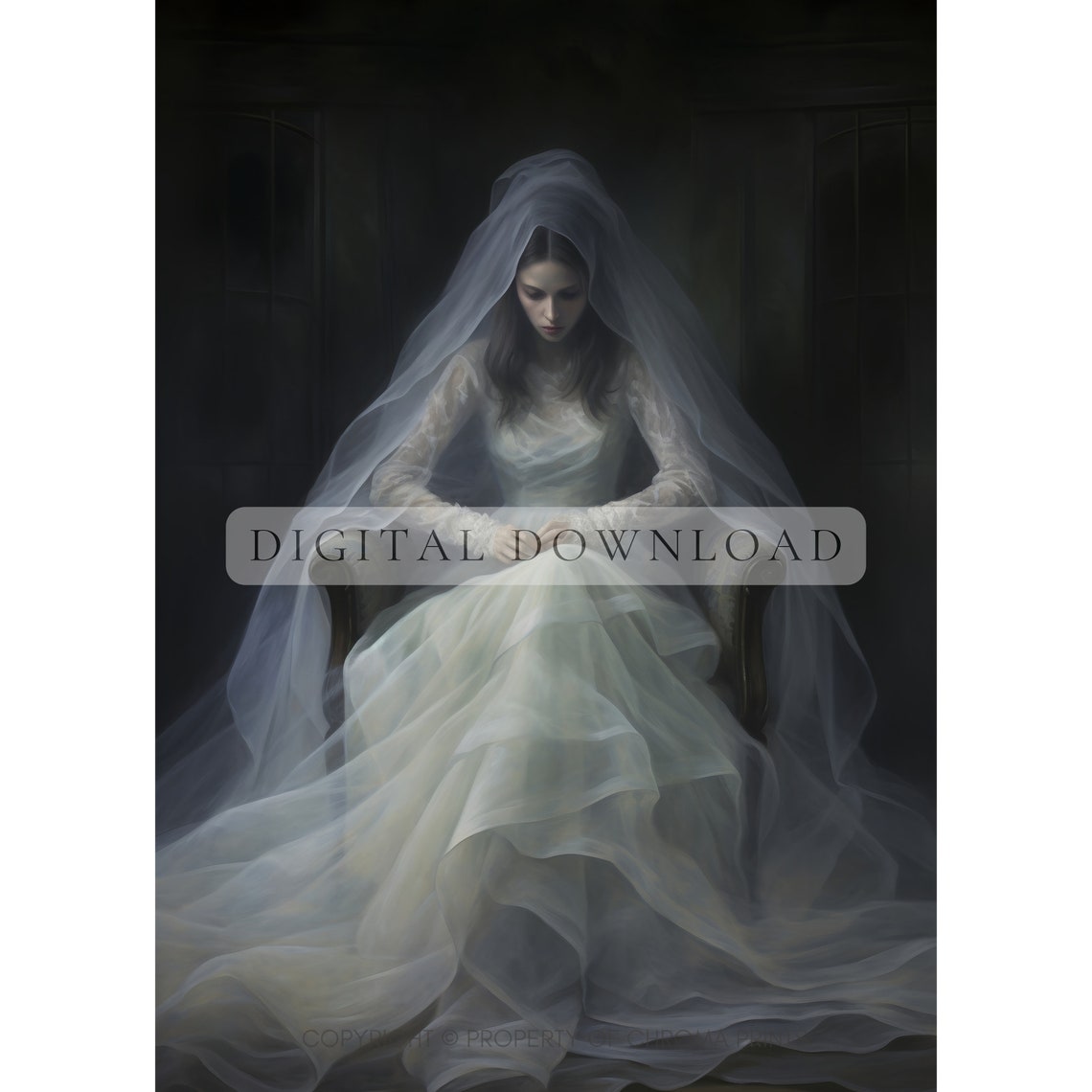 Gothic Bride Art Print Victorian Haunted Mansion Dark Academia Wall ...