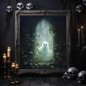 Ghost Peaking Throw Overgrown Window Poster | Haunting Ghost | Dark ...