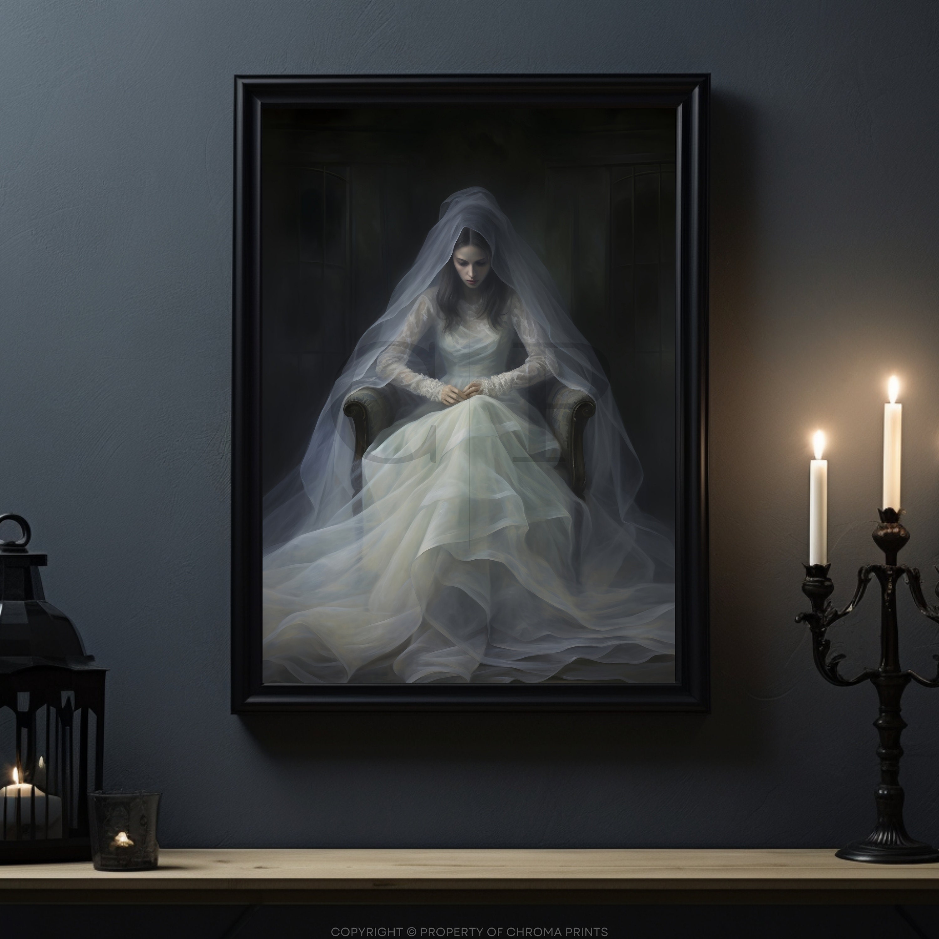 Gothic Bride Art Print Victorian Haunted Mansion Dark Academia Wall ...