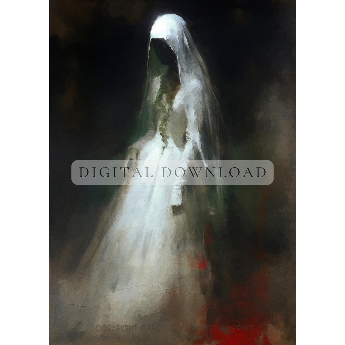 Victorian Ghost Bride Painting, Dark Victorian Era Artwork, Gothic ...