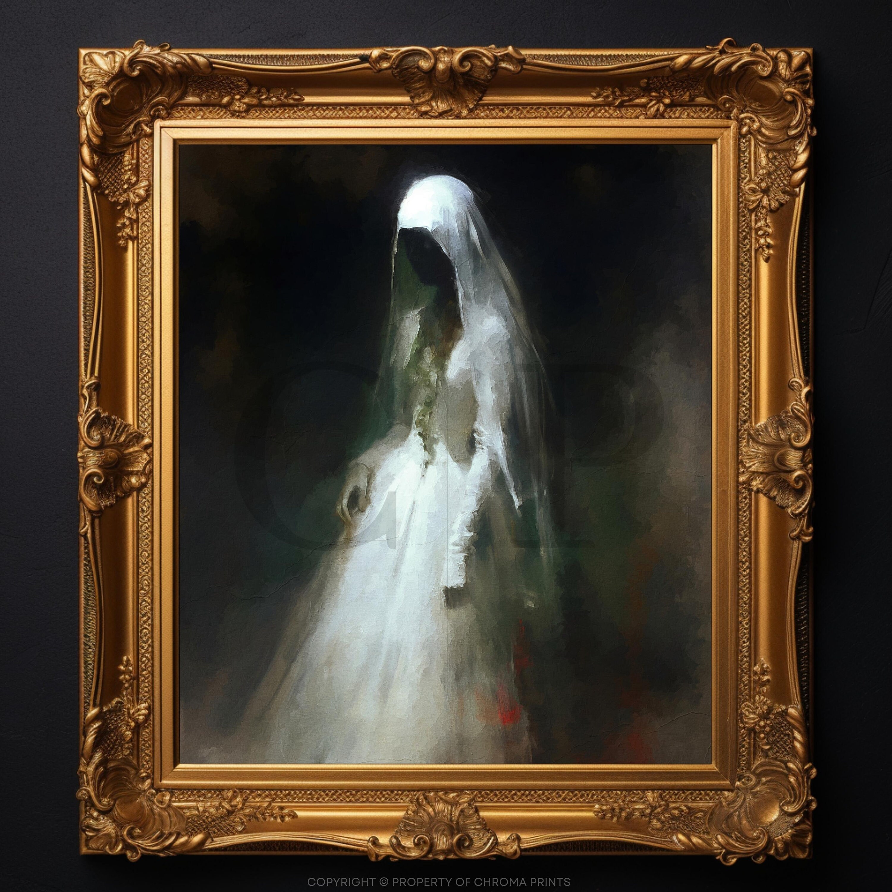 Victorian Ghost Bride Painting, Dark Victorian Era Artwork, Gothic ...