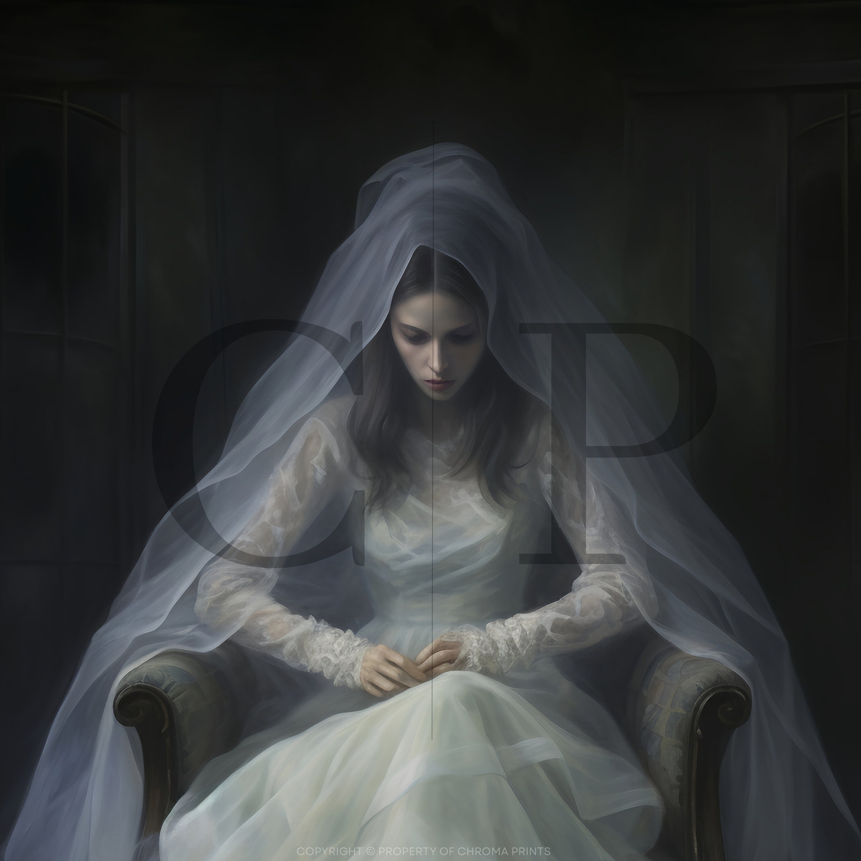 Gothic Bride Art Print Victorian Haunted Mansion Dark Academia Wall ...