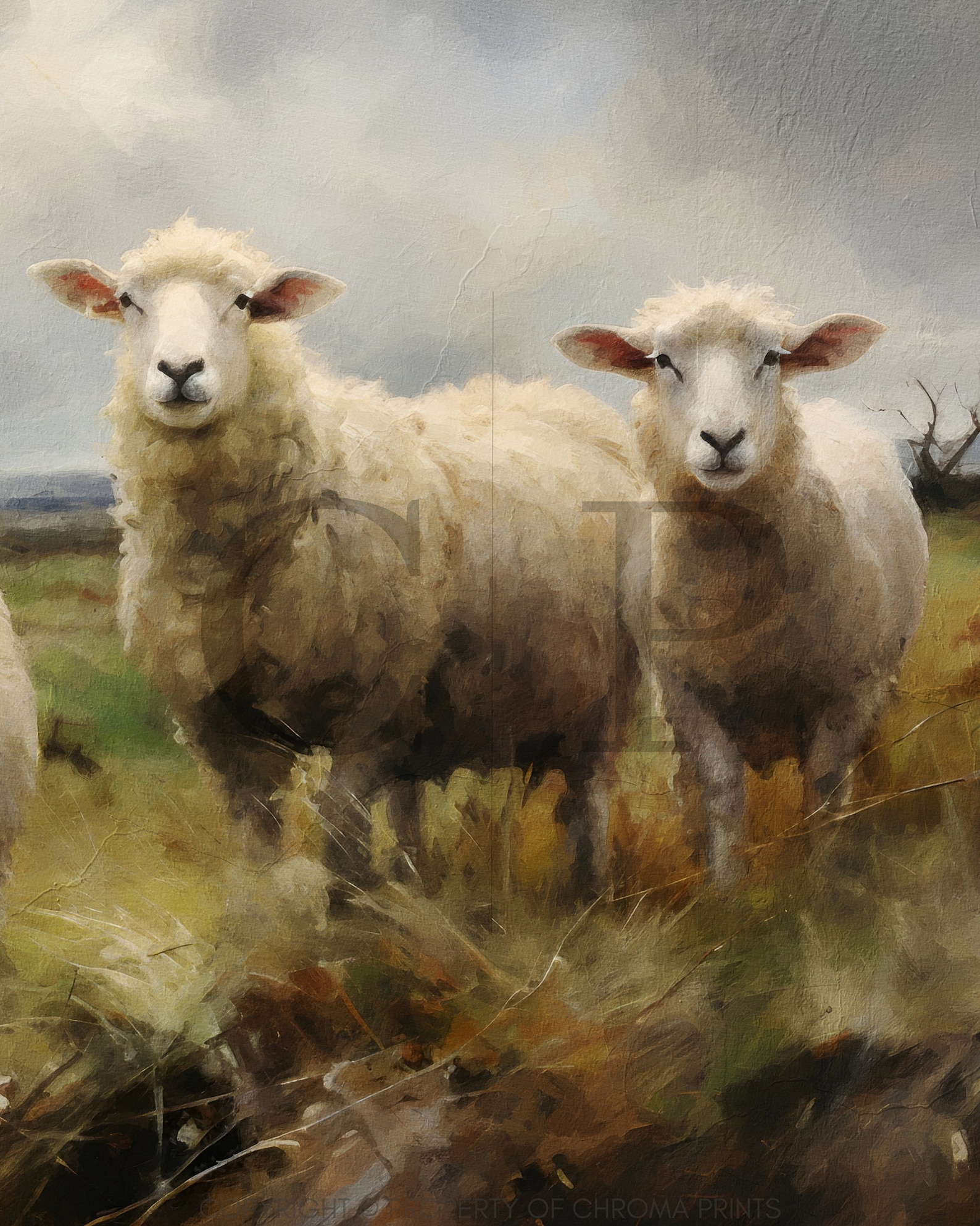 Charming Sheep Painting, English Countryside Landscape Print, Farmhouse ...