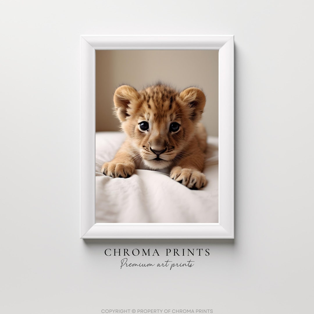 Cuddly Lion Cub Print, Safari Animal Nursery Wall Art, Perfect for Baby ...