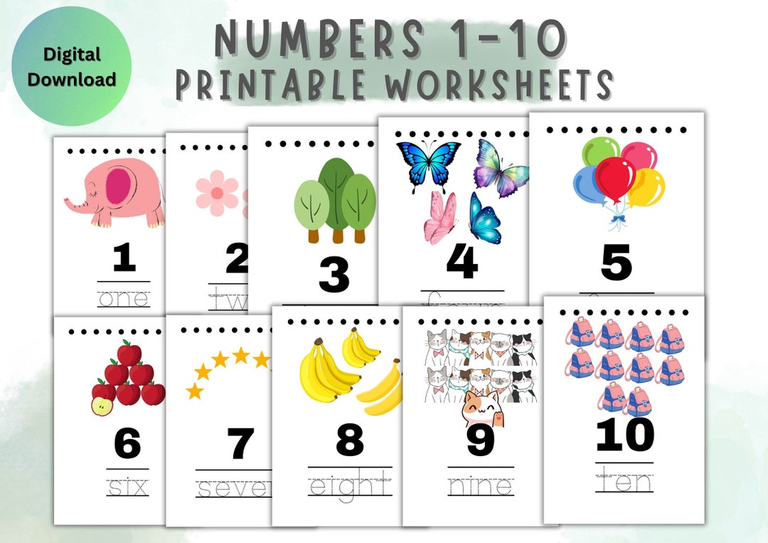10 Sheets Printable Numbers 1 10 Line Tracing Worksheets for Kids ...